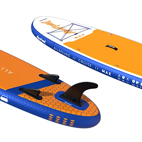 AQUAPLANET 10ft 6" x 15cm MAX Stand Up Paddle board kit. Air Pump with Pressure Gauge,Adjustable Aluminium Floating Paddle, Repair Kit,Heavy Duty Rucksack,Premium Leash & 4 Kayak Seat Rings