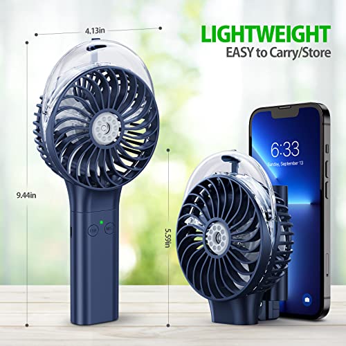 GRANDFAST Portable Handheld Misting Fan, Rechargeable Battery Operated Water Spray Mist Fan for Travel Outdoors Home Office (Blue)