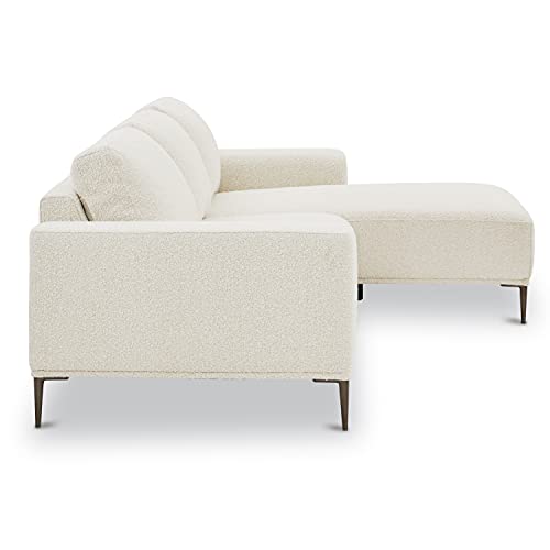 POLY & BARK Rue Right-Facing Sectional Sofa, Crema White Boucle