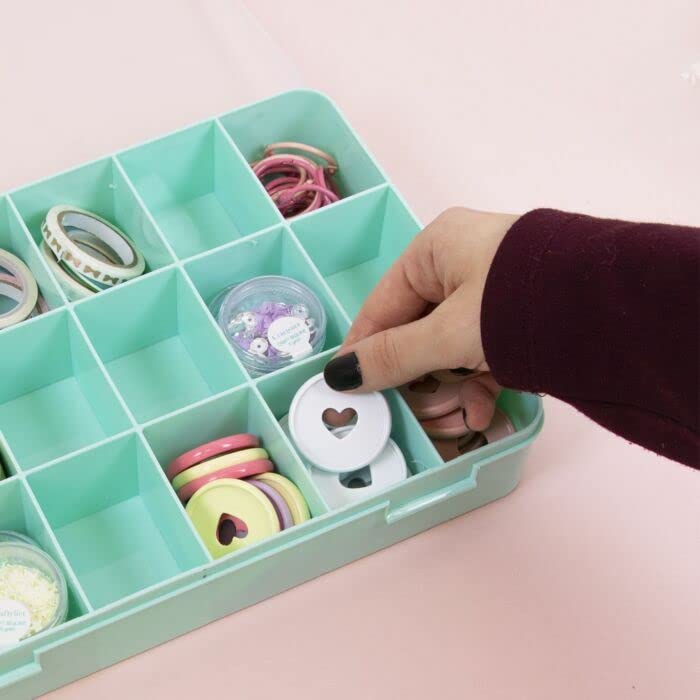 Craftelier - Organizer Box with 17 Compartments for Cardmaking, Scrapbooking and Craft Materials | Dimensions 26.5 x 17.8 x 4.2 cm (10.4β x 7β x 1.65") -Transparent and White Color