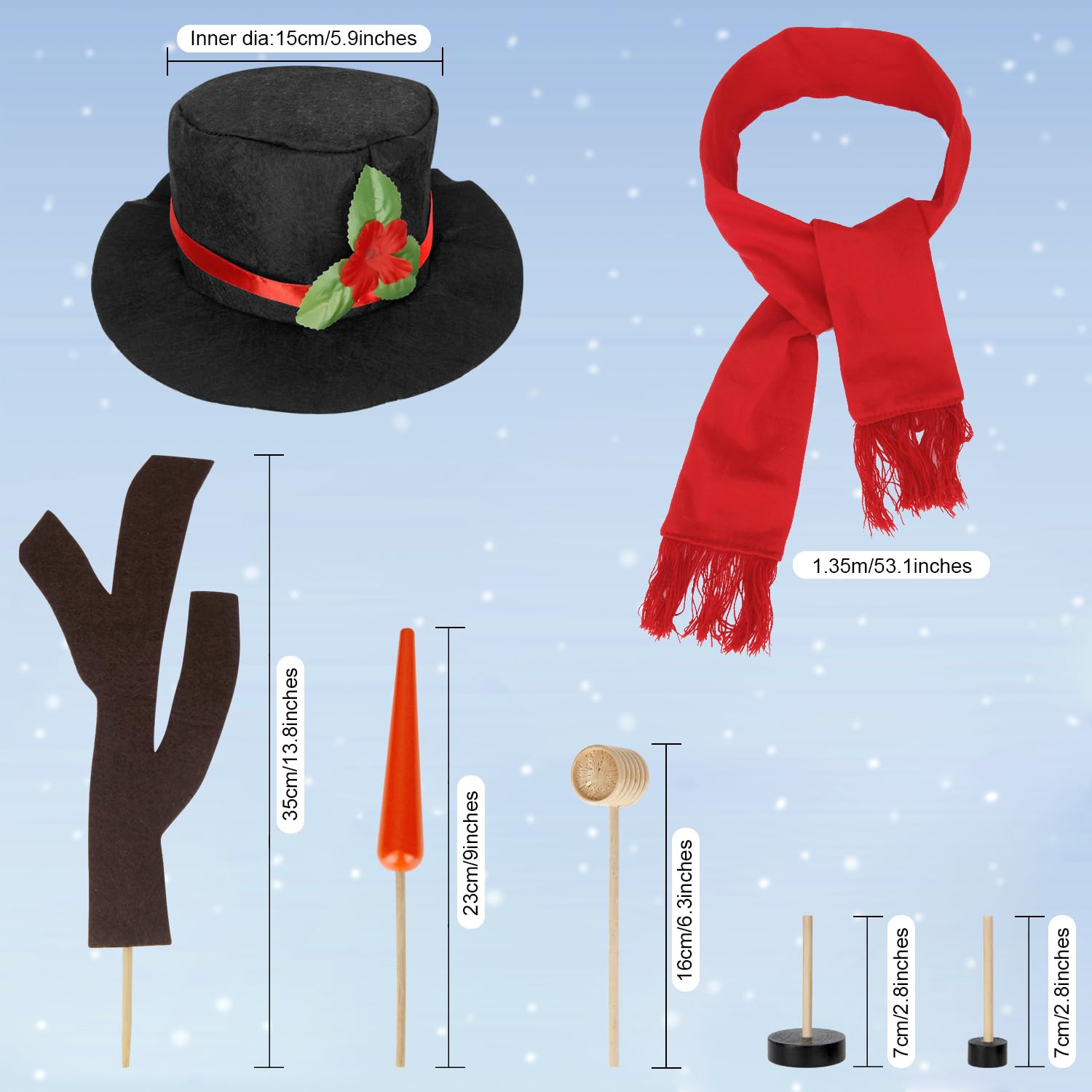 Colovis 16Pcs Snowman Decorating Kit, Snowman Making Kit Snow Toys for Winter Outdoor Party Christmas Holiday Decoration(1 Pack)