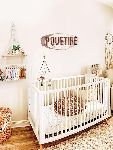POVETIRE Macrame Hanging Shelves for Nursery for Nursery,Boho Baby Headband Holder Organizer Rope Decor Wall Hanging Decor for Toddler Girls Room