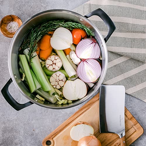 GrandTies Tri-Ply Stainless 4-Piece Induction Pots and Pans Set, Saucepan, Stockpot, Kitchen Cooking Pot with Lid and Black Metal Handle, Dishwasher Safe Cookware