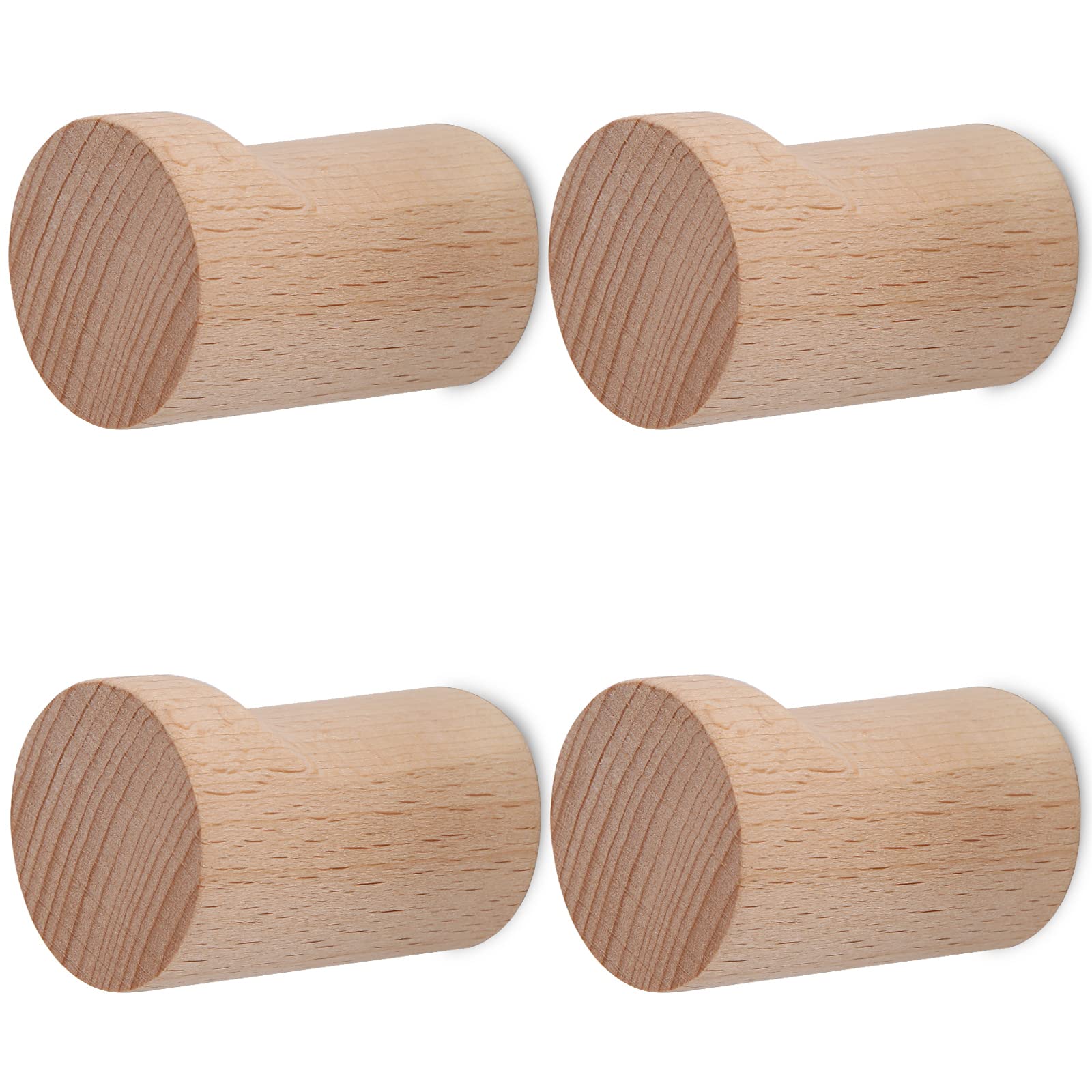 Mzizi Dco Wood Wall Hooks,Coat Hooks Wall Mounted,Decorative Single Heavy Duty Hat Hooks, Wall Hanger for Hanging Coat Towel Hat Backpack Bag Robe Jacket Clothes (Beech Wood, 4)