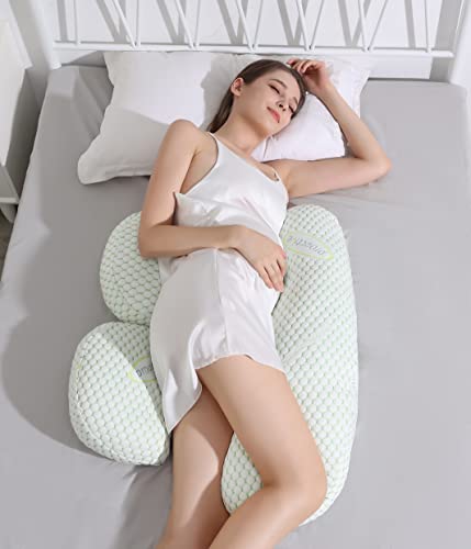 Oternal Pregnancy Pillow for Pregnant Women, Soft Pregnancy Body Pillow,Support for Back, Hips, Legs, Maternity Pillow with Detachable and Adjustable Pillow Cover