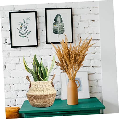 OFFSCH Woven Basket Woven Hamper Woven Storage Baskets Kids Basket Seagrass Belly Basket Seagrass Planter Woven Baskets Home Flower Basket Portable Basket Straw Flower Basket Beige Grass