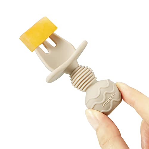 PandaEar 6 Pack Silicone Baby Spoons and Fork Feeding Set- Anti-Choke First Self Feeding Utensils for Baby Led Weaning Ages 3 Months