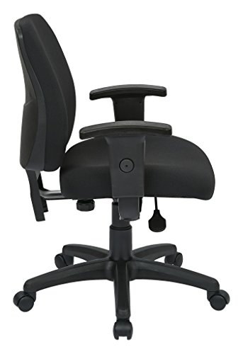 Office Star Deluxe Adjustable Office Task Chair with Ratchet Back Height Adjustment and Thick Padded Seat, with Arms, Coal FreeFlex