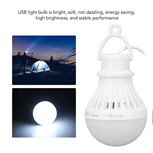 Bright, Soft, Not Dazzling 5W Camping Light Bulb, Rechargeable Emergency Light for Outdoor Camping, Hiking, with USB Power Supply Mode, Portable and Convenient to Carry and Store