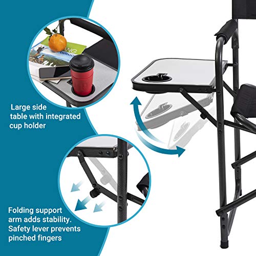 AsterOutdoor Camping Folding Directors Chair with Collapsible Side Table for Outdoors Camp Lawn Fishing, Carry Bag Included, Supports 250lbs