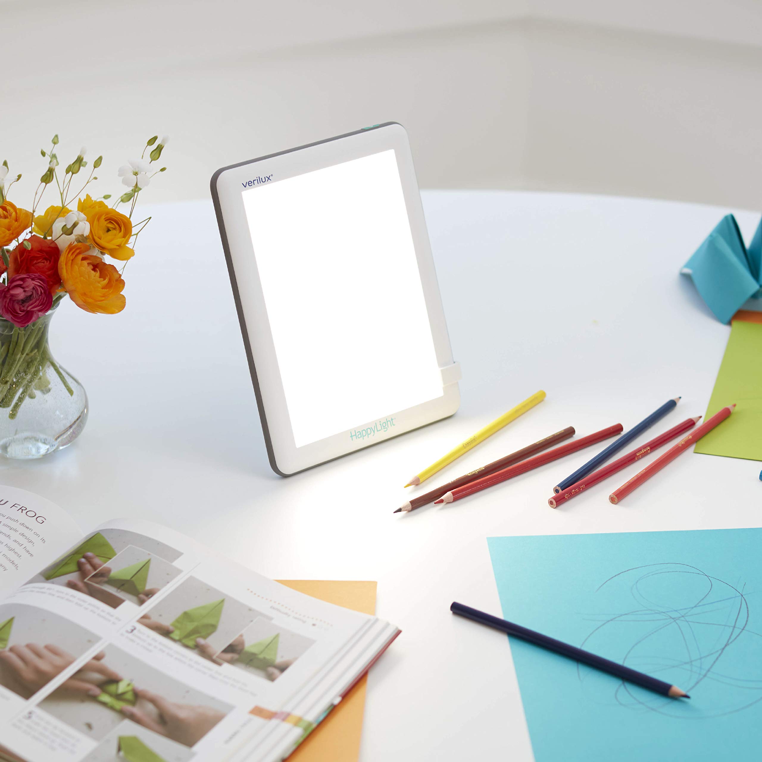 Verilux® HappyLight® Lucent - UV-Free LED Light Therapy Lamp, Bright White with 10,000 Lux, Detachable Stand, and Wall Mountable