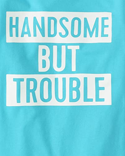 The Children's Place Baby Toddler Boys Short Sleeve Graphic T-Shirt, Handsome But Trouble, 4T