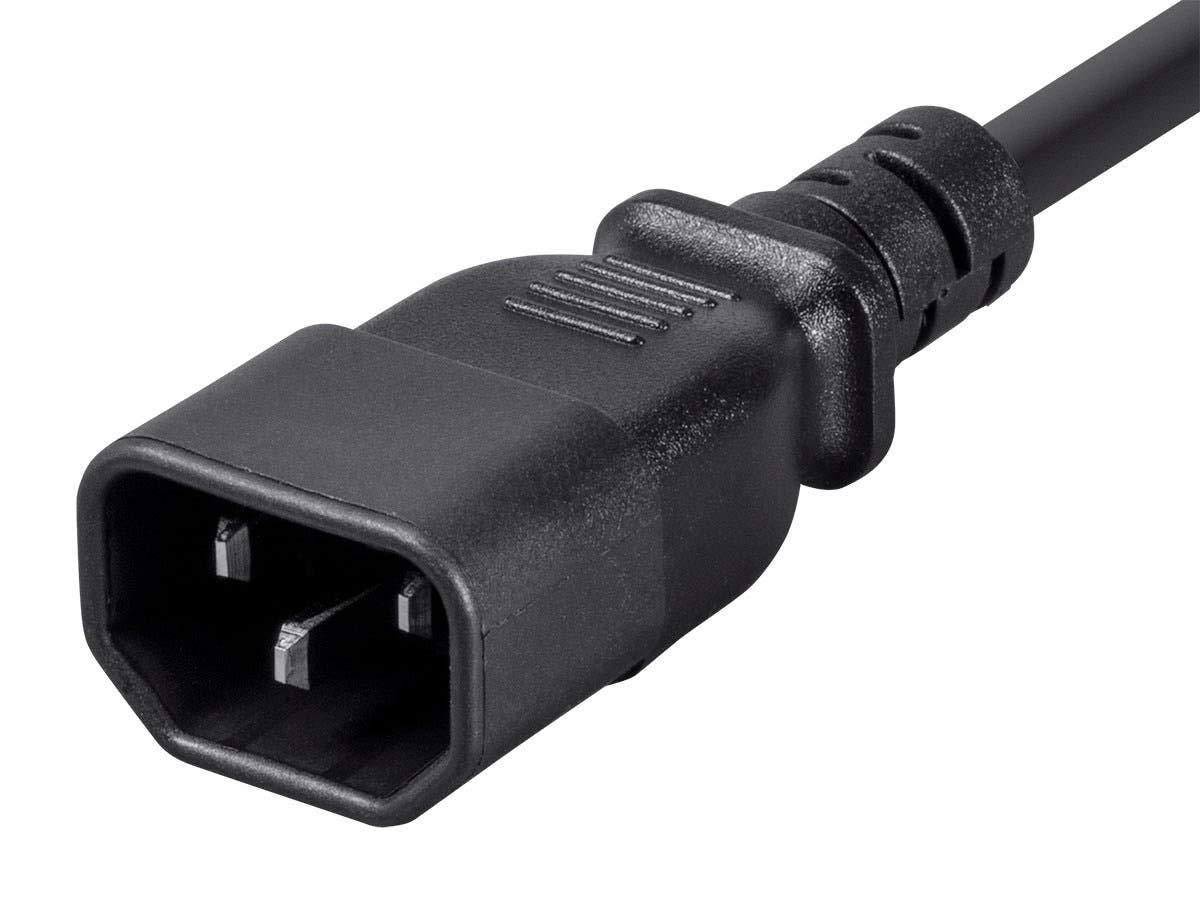 Monoprice Desktop Computer Power Cord - IEC 60320 C14 to NEMA 5-15R, 10 Amp, 1250 Watt, SVT, 125 Volt, 18AWG, 6 Feet, Black