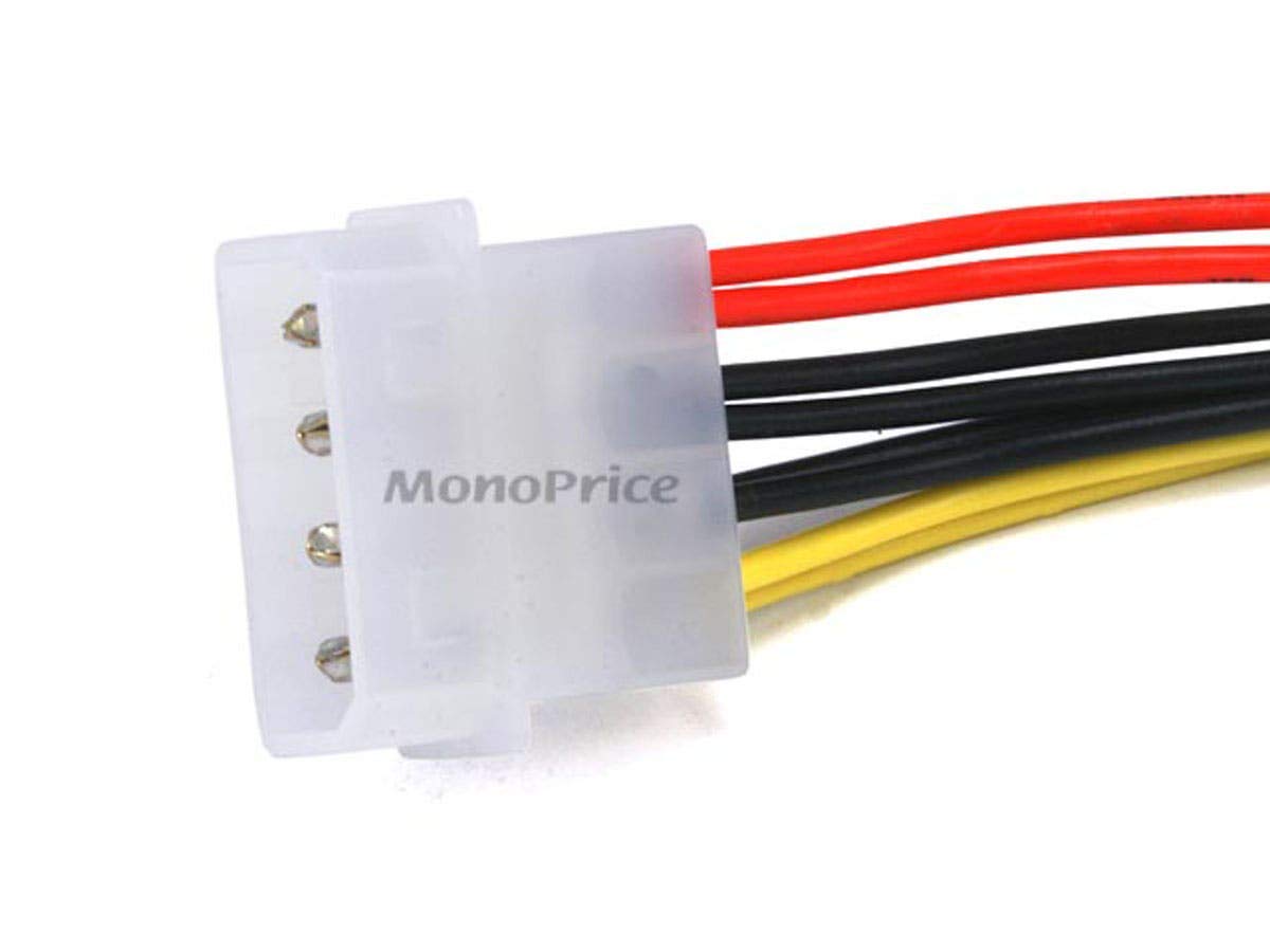 Monoprice Molex (5.25 Male) / Molex(2X 5.25 Female) Power Splitter Cable - 8in