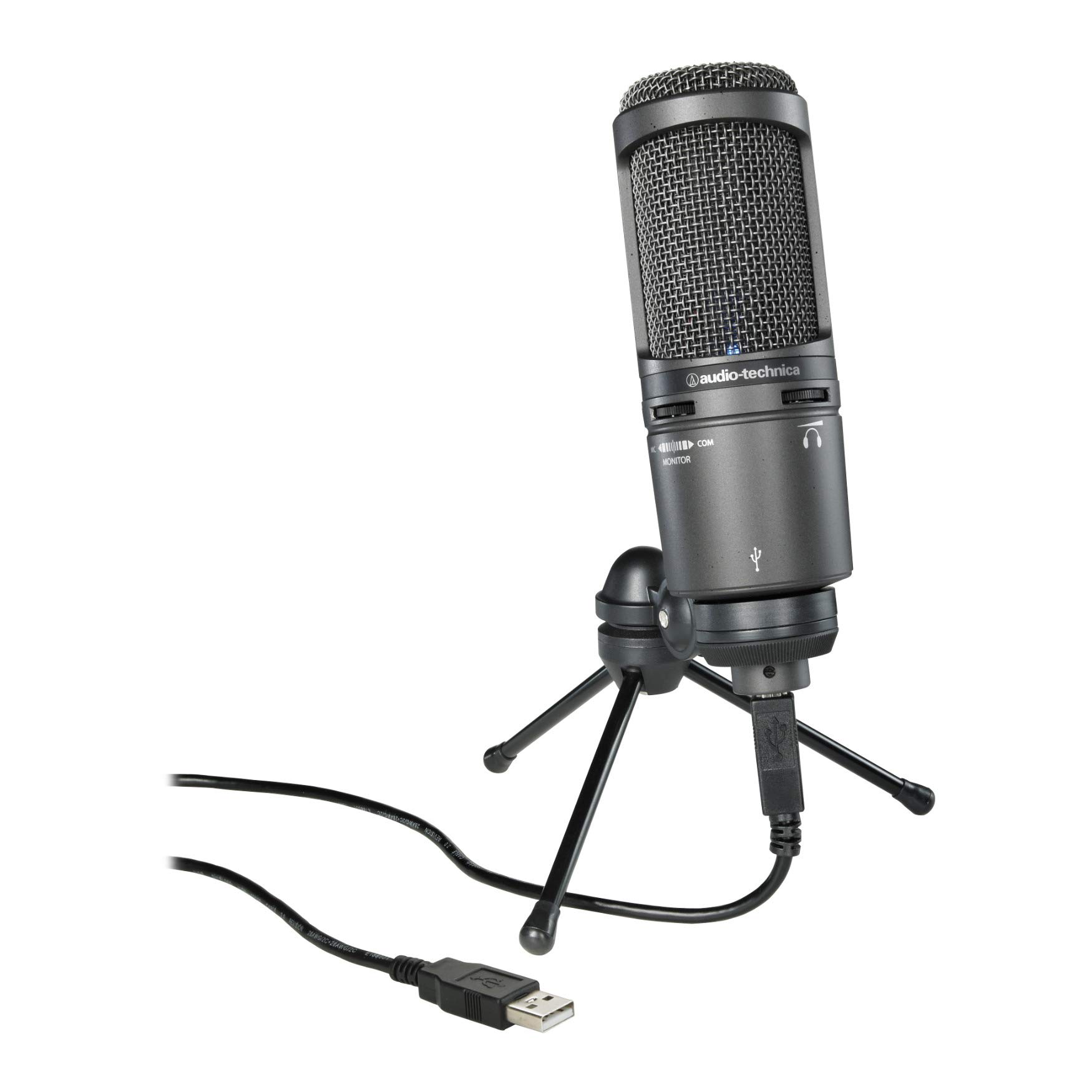 Audio-Technica AT2020USB+ Cardioid Condenser USB Microphone Bundle with Boom Arm Stand and Pop Filter (3 items)