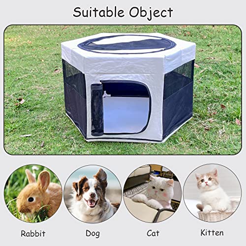 Hamiledyi Portable Pet Playpen Medium Size Foldable Bunny Playpens Outdoor Small Pet Cage Tent for Kitten Puppy Guinea Pig Rabbits Hamster Chinchillas(Grey)