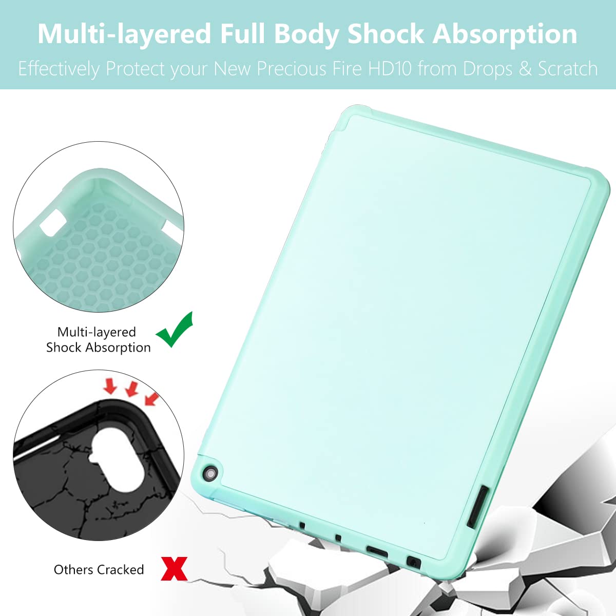 All-New Amazon Kindle Fire HD 10 Tablet Case & Fire HD 10 Plus Case(11th Generation, 2021 Release) 10.1" - PU Leather Trifold Stand Cover Ultra Lightweight Slim Shell Stand Cover Auto Wake/Sleep