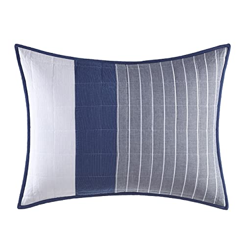 Nautica - Sham, Cotton Reversible Bedding with Envelope Closure, Pre-Washed for Added Softness, Stylish Home Decor (Swale Navy, 21" x 27")