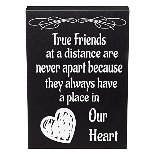 JennyGems Friend Gifts, Friends At a Distance Are Never Apart Wooden Sign, Going Away Gifts for Friends, Wall Hanging and Shelf Decor, Made in USA