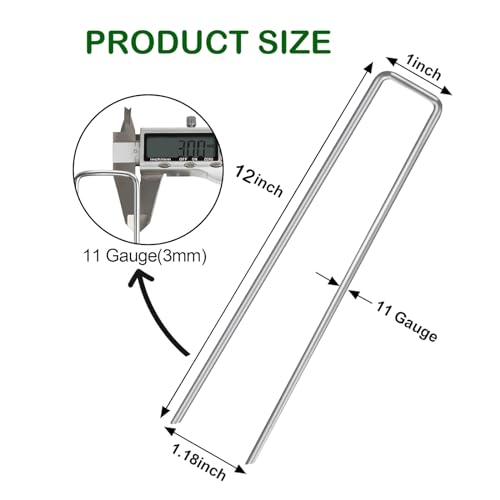 BEBEKULA 100 Pack 6 Inch Garden Stakes, Galvanized Landscape Staples for Weed Barrier Fabric, Heavy Duty Sod Pins Securing Pegs Netting Ground Sheets and Fleece, Ground Cover, Irrigation Tubing