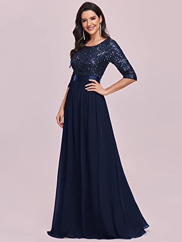 Ever-Pretty Elegant Prom Dress for Women Long Wedding Guest Gowns Navy Blue US14