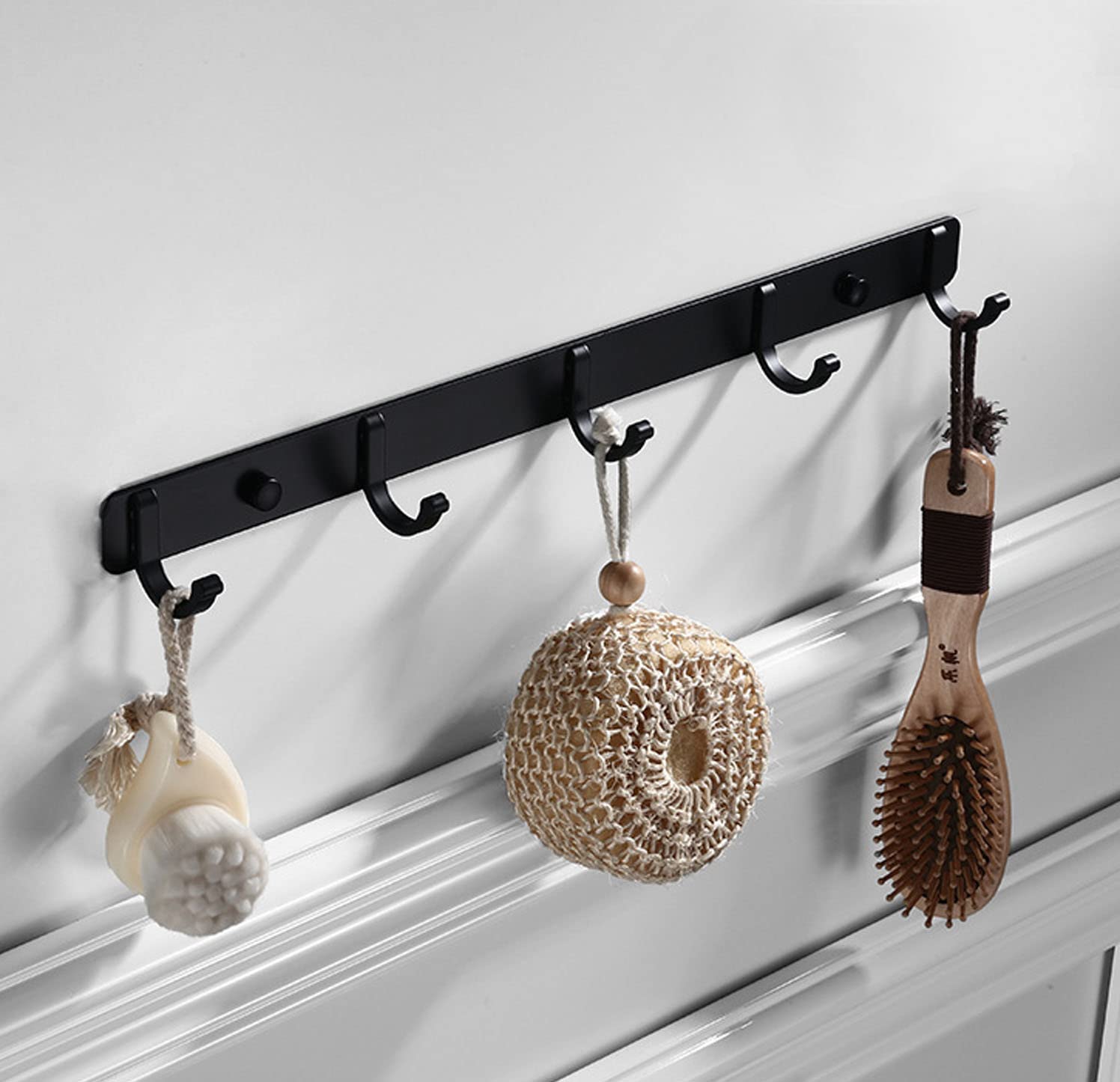Yauende Wall Mounted Coat Rack, 5 Hanging Hooks Wall-Mounted for Entryway Kitchen Bathroom Storage Organizer Coat Rack for Hanging Coat, Towel, Bag, Robe, Hat