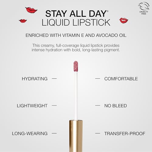 stila Stay All Day Liquid Lipstick, Matte Long-Lasting Color Wear, No Transfer or Bleed Hydrating & Lightweight with vitamin E & Avocado Oil for Soft Lips Portofino, .10 Fl. Oz.