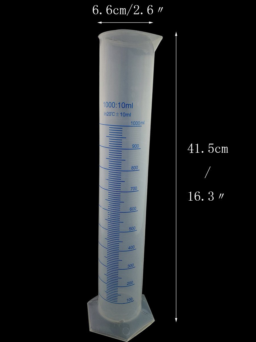 Winterworm® 1000ml Transparent Plastic Graduated Cylinder for Laboratory Tests