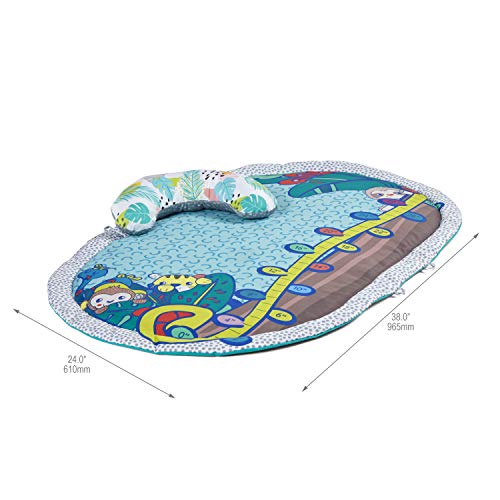 Infantino 3-in-1 Deluxe Magic Arch Sensory Development Gym - 3 Ways to Play with Dual-Sided Magical Arch for Captivating Overhead Visuals Plus Tummy-Time Bolster & Mat with Growth Chart, Teal