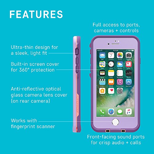 LifeProof iPhone SE (2nd gen - 2020) and iPhone 8/7 (NOT PLUS) FRĒ Series Case - NIGHT LITE (BLACK/LIME), waterproof IP68, built-in screen protector, port cover protection, snaps to MagSafe