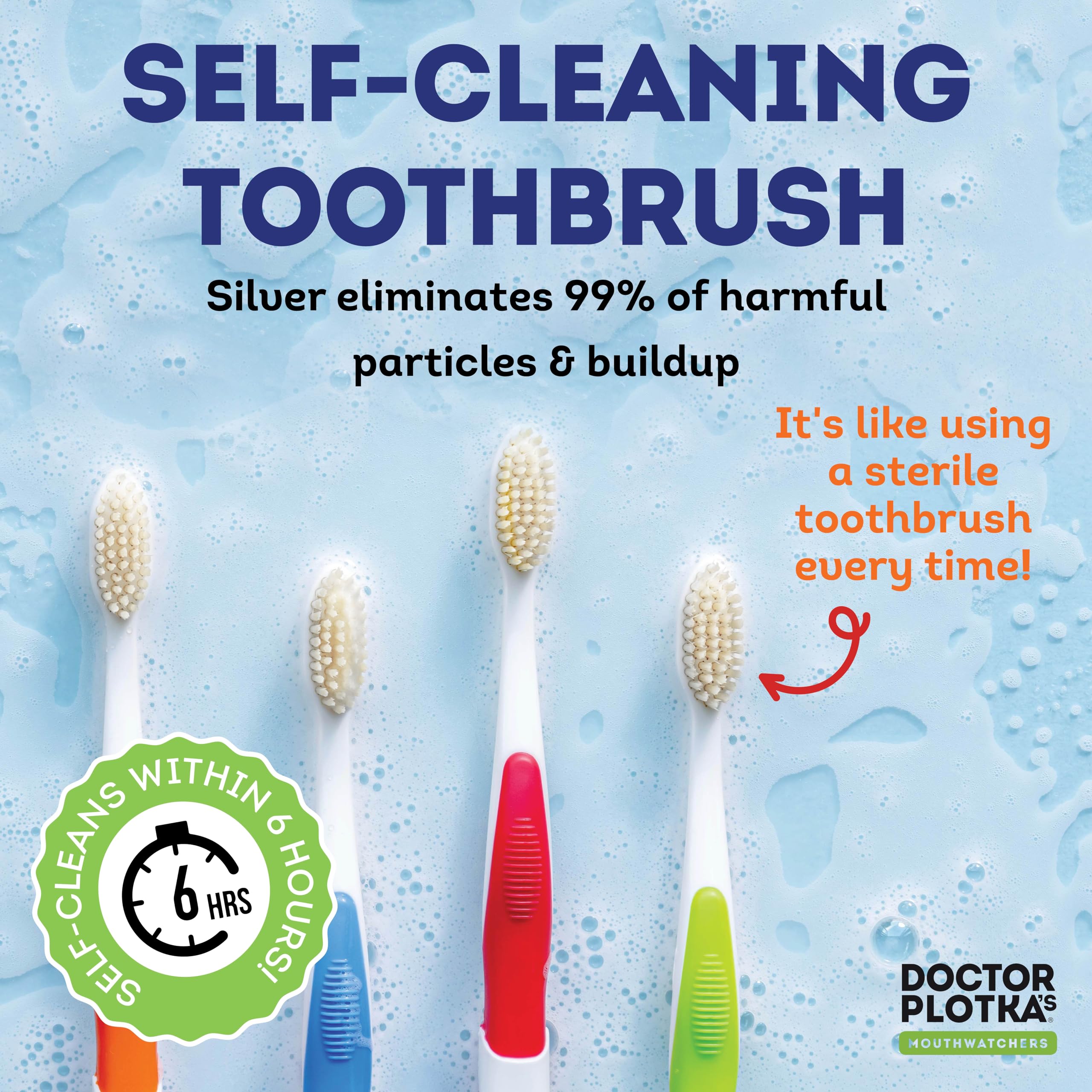 MOUTHWATCHERS Dr Plotkas Extra Soft Flossing Toothbrush Manual Soft Toothbrush for Adults | Ultra Clean Toothbrush | Good for Sensitive Teeth and Gums | 1 Red Toothbrush