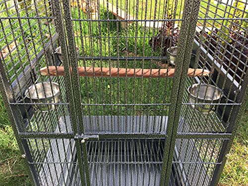 New Large Elegant Wrought Iron Dome Play Top Bird Parrot Cage, Include Metal Seed Guard Solid Metal Feeder Nest Doors (24" W x 22" D x 63" H, Black Vein)