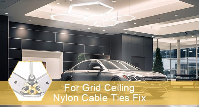 Brivulgent Larger Hexagon Led Lights for Garage Plug in 14 Grid Car Detailing 14 Hex Kit W Border Ceiling Hanging Barber Shop Electric Honeycomb Lighting (25 Pack Kit (8β x 5.5β))
