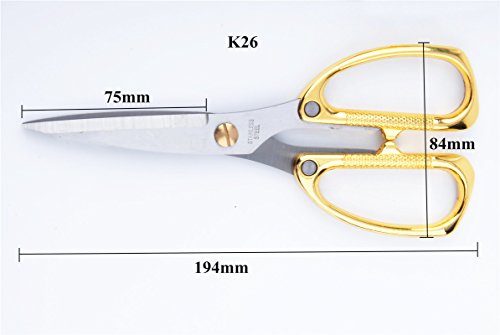 Premium Handle Utility all Purpose Golden Scissors, Gold Kitchen Shears or Ribbon Cutting Scissors- Household Stainless Steel Golden Scissors - Multi-Purpose Stainless Steel Sharp Blades (8 inch)