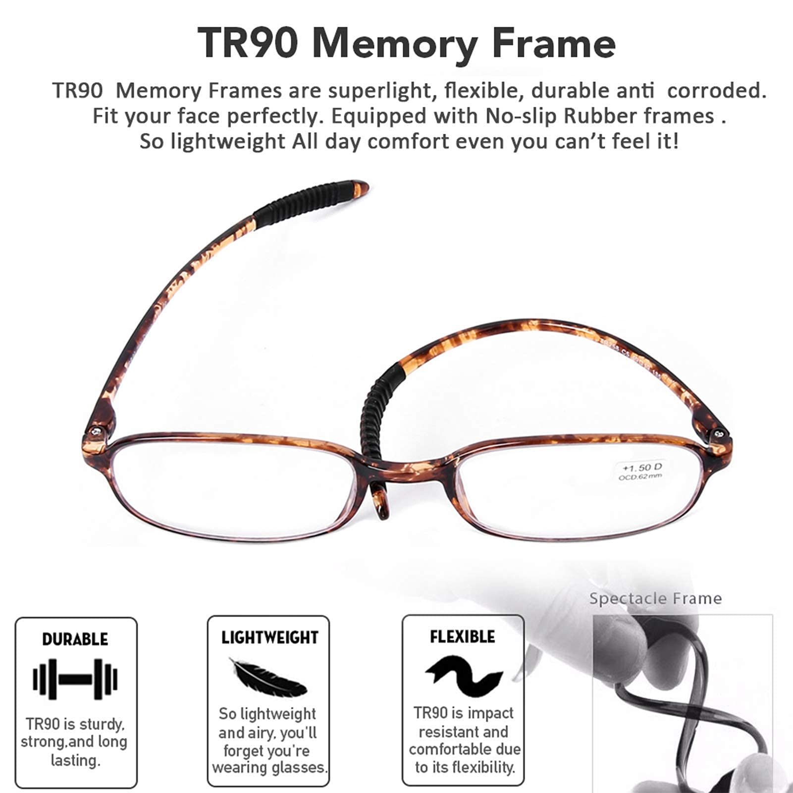 AQWANO 4 Pack Computer Reading Glasses Blue Light Blocking Lightweight TR90 Flexible Frame UV Protection Readers for Women Men +2.0
