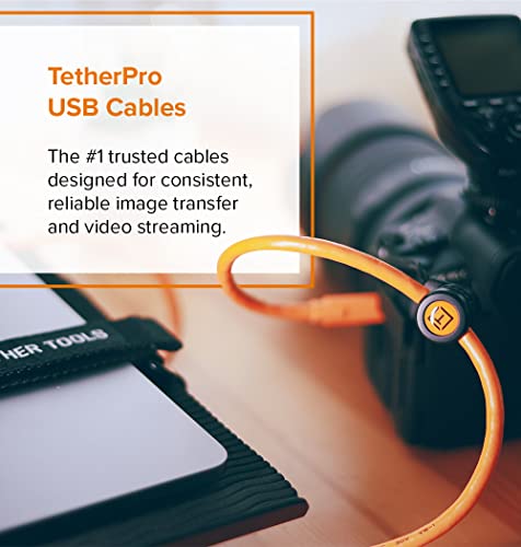 Tether Tools TetherPro USB-C to USB-C Cable | for Power Delivery, Fast Transfer and Connection Between Camera and Computer | High Visibility Orange | 15 feet (4.6 m)