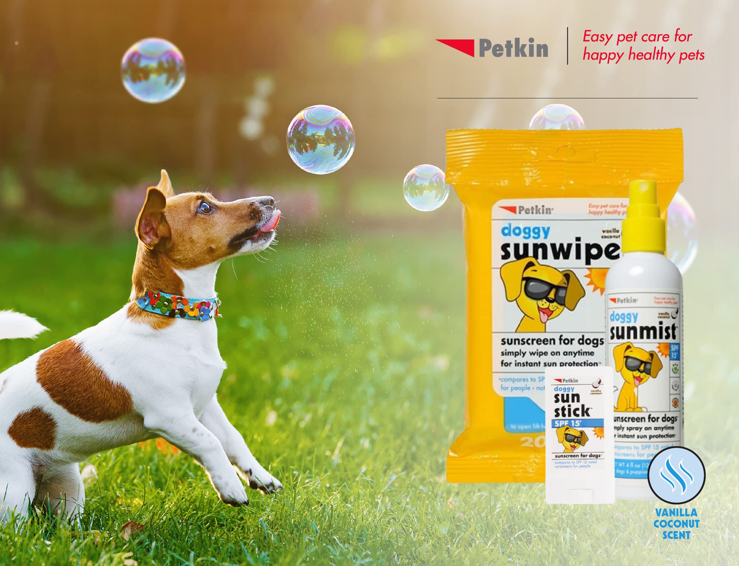 Petkin Dog Sunscreen Sunstick, 2 Pack – Sunscreen for Dogs and Puppies, SPF 15 – Simply Rub on Anytime for Instant Sun Protection – Vanilla Coconut Scent, .5 oz Net Weight – Ideal for Travel