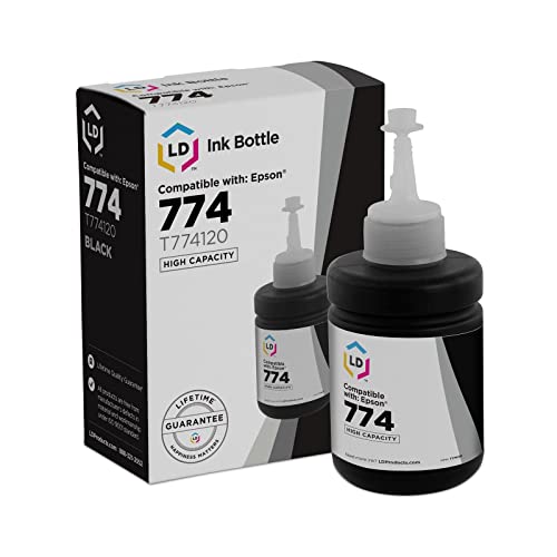 LD Compatible Ink Bottle Replacement for Epson 774 T774120 High Capacity (Black)