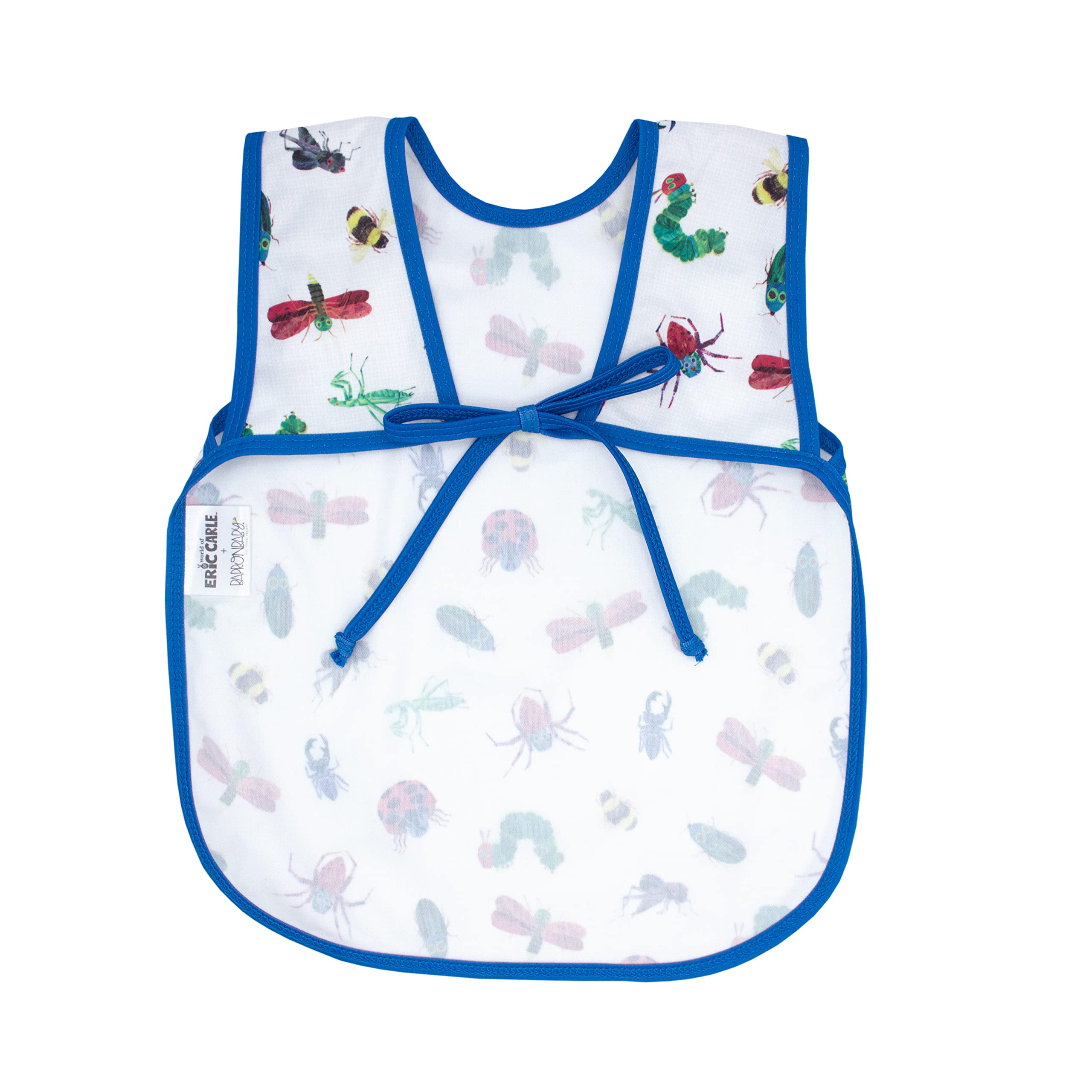 BapronBaby Eric Carle Bug World Bundle - Bapron (Sz Baby/Toddler 6m-3T) + Wet Bag 11" x 9" Bundle - Soft Waterproof Stain Resistant Bib - Machine Washable