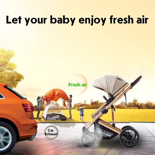 Infant Newborn Baby Bassinet Stroller - 2 in 1 High Landscape Convertible Stroller with Reversible Seat | Foldable Aluminum Alloy Pram Anti-Shock Toddler Pushchair Strollers for 0-36 Months Babies