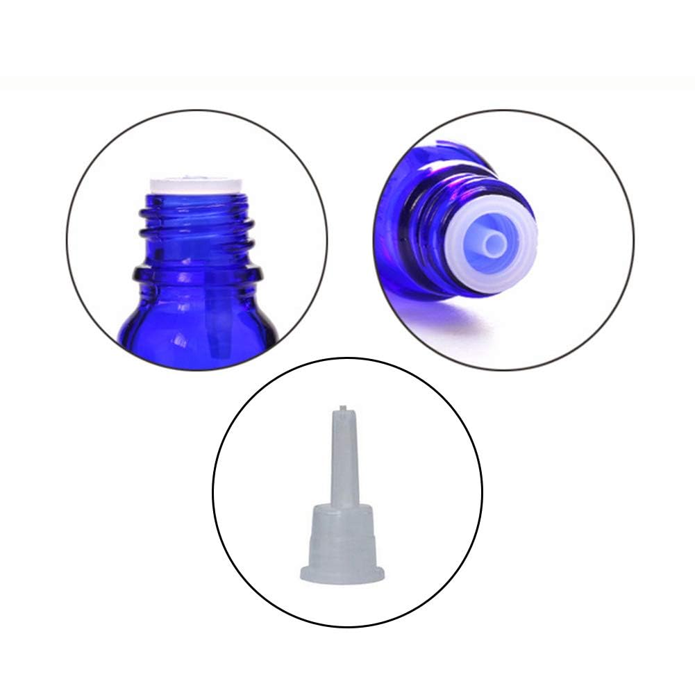 Constore 5ml Cobalt Blue Glass Bottle For Essential Oil Empty Refillable Vials with Euro Dropper Orifice Reducer Liquid Perfume Dispenser Lab Vials Black Coarse Grained Cap-15 Pack