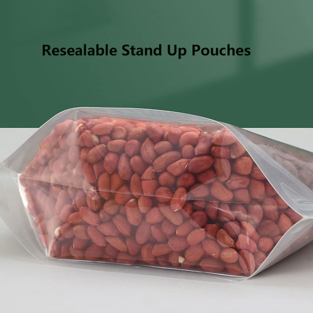 AODGHC Grain Moisture-Proof Sealed Bag,10Pcs Resealable Stand Up Pouches,Transparent Food Sealing Bags,Rice Packaging Bags for Home Kitchen (2.5L Bag with 3.3cm Mouth)
