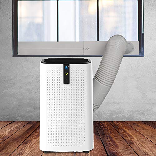 JHS A018-12KR/A 12,000 BTU Portable Air Conditioner 3-in-1 Floor AC Unit with 3 Fan Speeds, Remote Control and Digital LED Display, Cover up to 400 Sq. Ft, White
