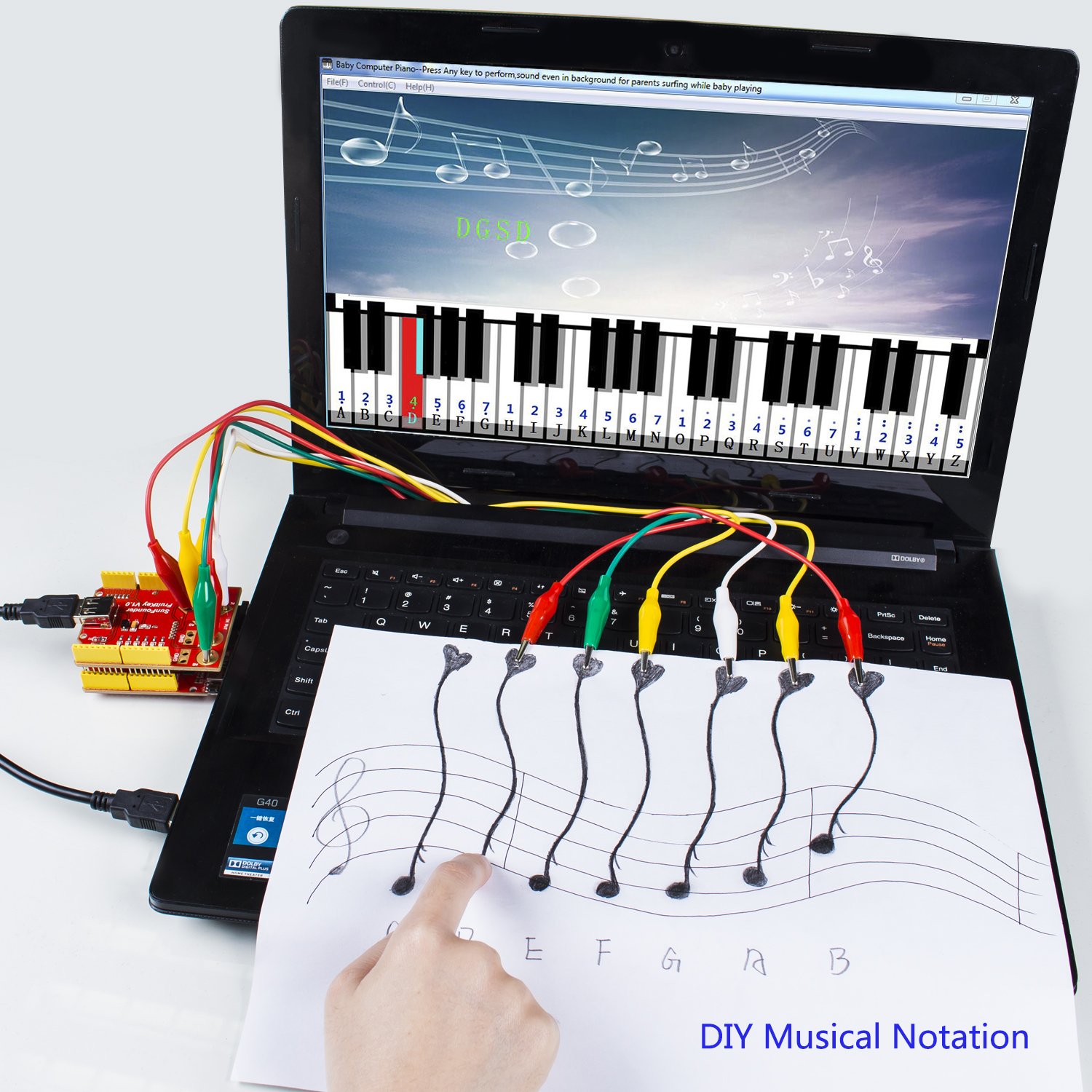 SunFounder FruitKey USB Keyboard DIY Starter Kit Gamepad Control Handle DIY Computer Keyboard, Worked with PC Mac OS X Raspberry Pi for Arduino Uno R3 Leonardo