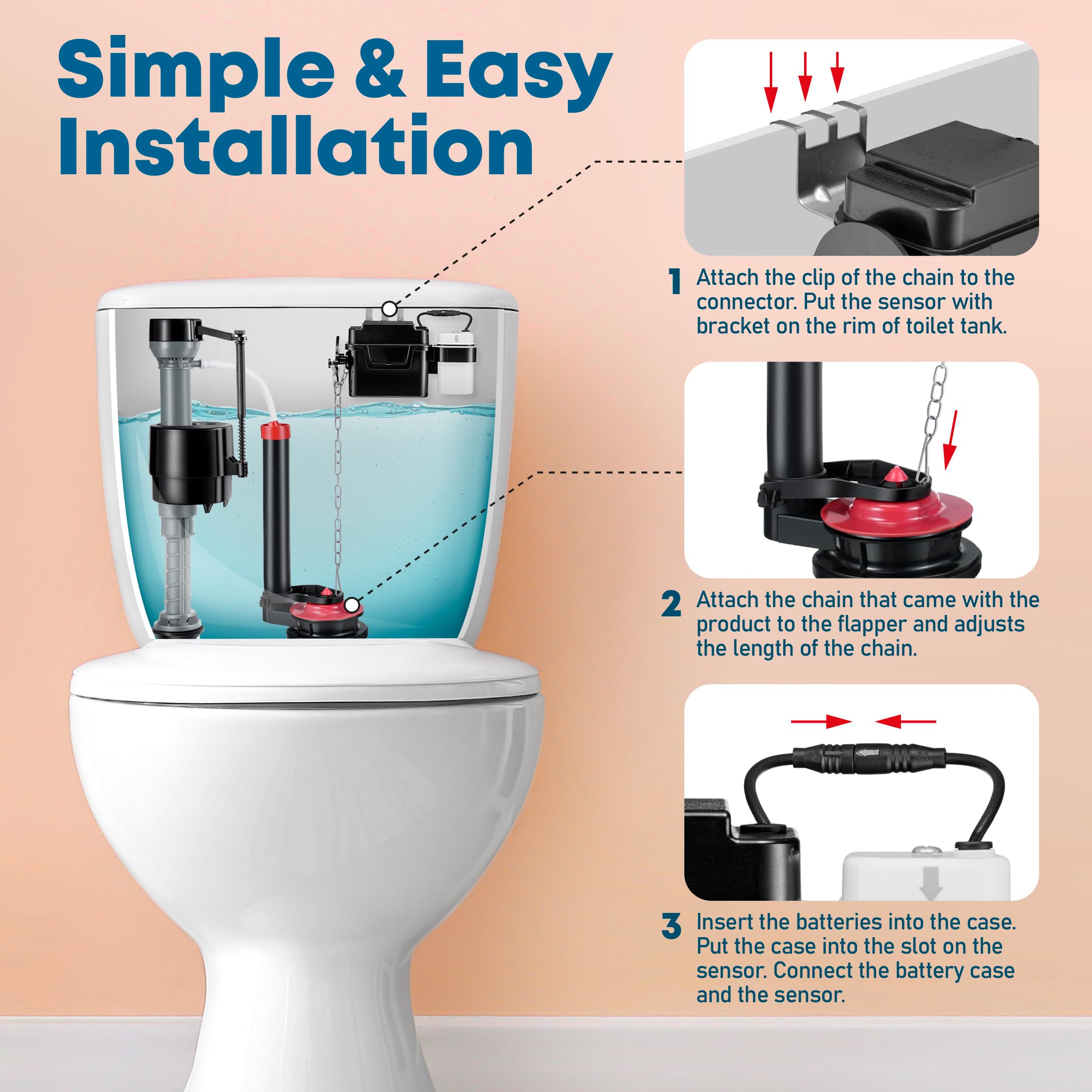 Automatic Touchless Toilet Flusher, Sensor-Activated Flush Kit β Easy Install, 1 Year Warranty