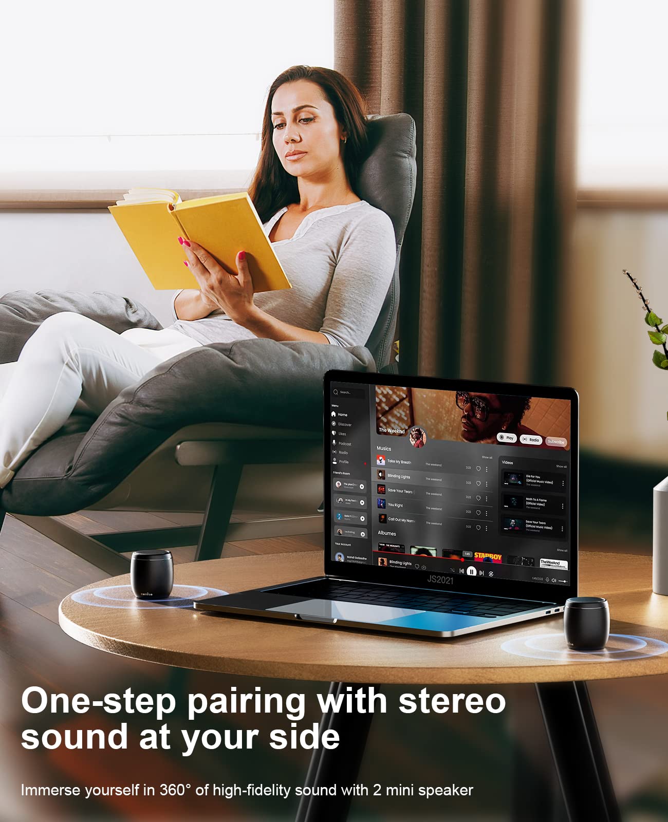 Bluetooth Small Speaker with HD Stereo Sound and Robust Bass. Mini Speaker with Built-in-Mic, Hands-Free Call, Portable Speaker with 12H Playtime. Bluetooth Speakers for iPhone, Hiking Biking Gift.