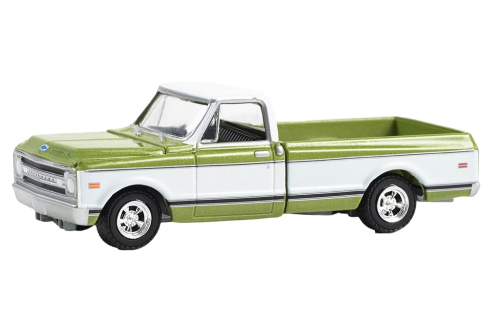 Greenlight 37300-C Barrett-Jackson ‘Scottsdale Edition’ Series 13-1972 Chevy C-10 Custom - Green/White (Lot #798) 1/64 Scale Diecast