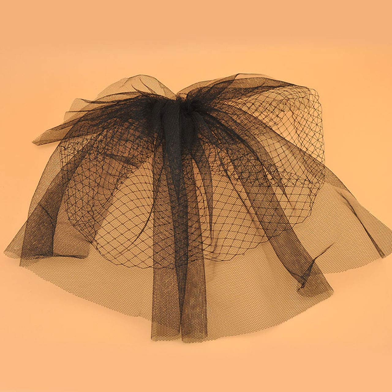 Ayliss Women Mesh Veils Bridal Birdcage Veil Short Wedding Face Veil with Clip Tulle Gothic Bride Halloween Costume Veil (Black)