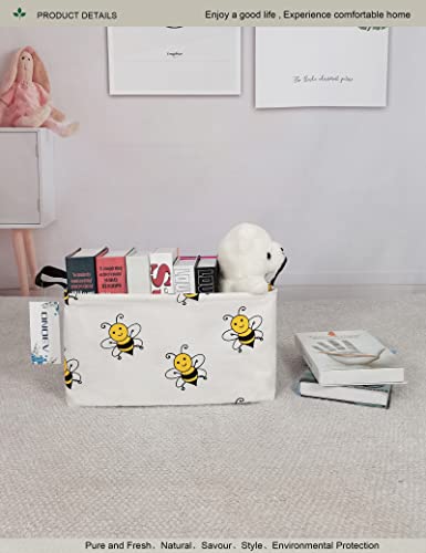 ONOEV Rectangular Folding Laundry Basket, waterproof Canvas Basket,gift basket,Suitable for children's room,Office,Clothes,Toys Storage（Bee）