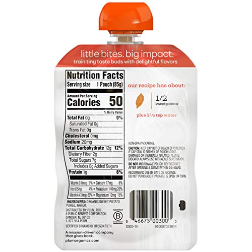 Plum Organics Stage 1 Baby Food, Sweet Potato Puree, 3 Oz